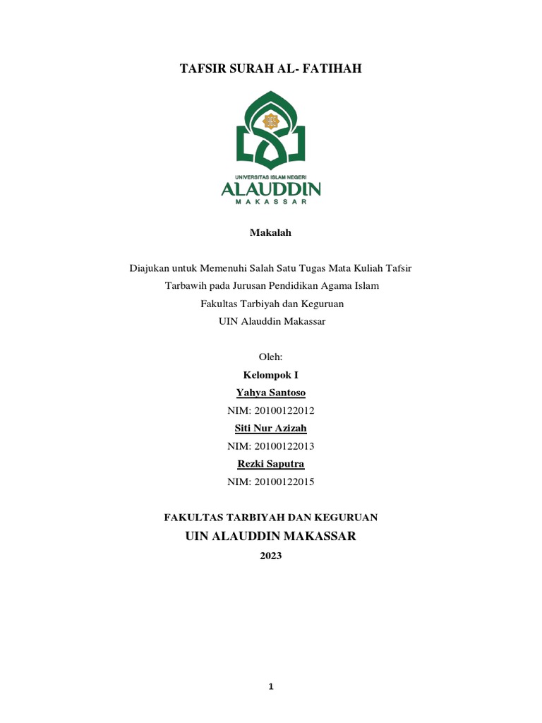 Tafsir Surah Al - Fatihah | PDF