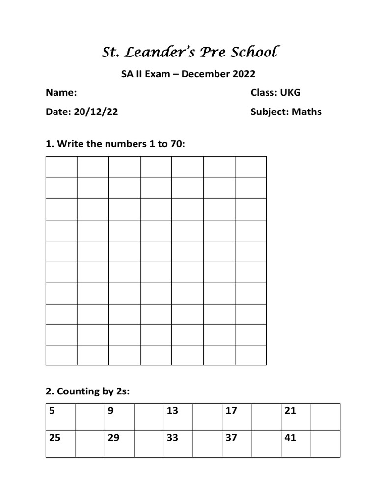 UKG Maths Worksheet for CBSE Pattern | PDF | Home & Garden | Art