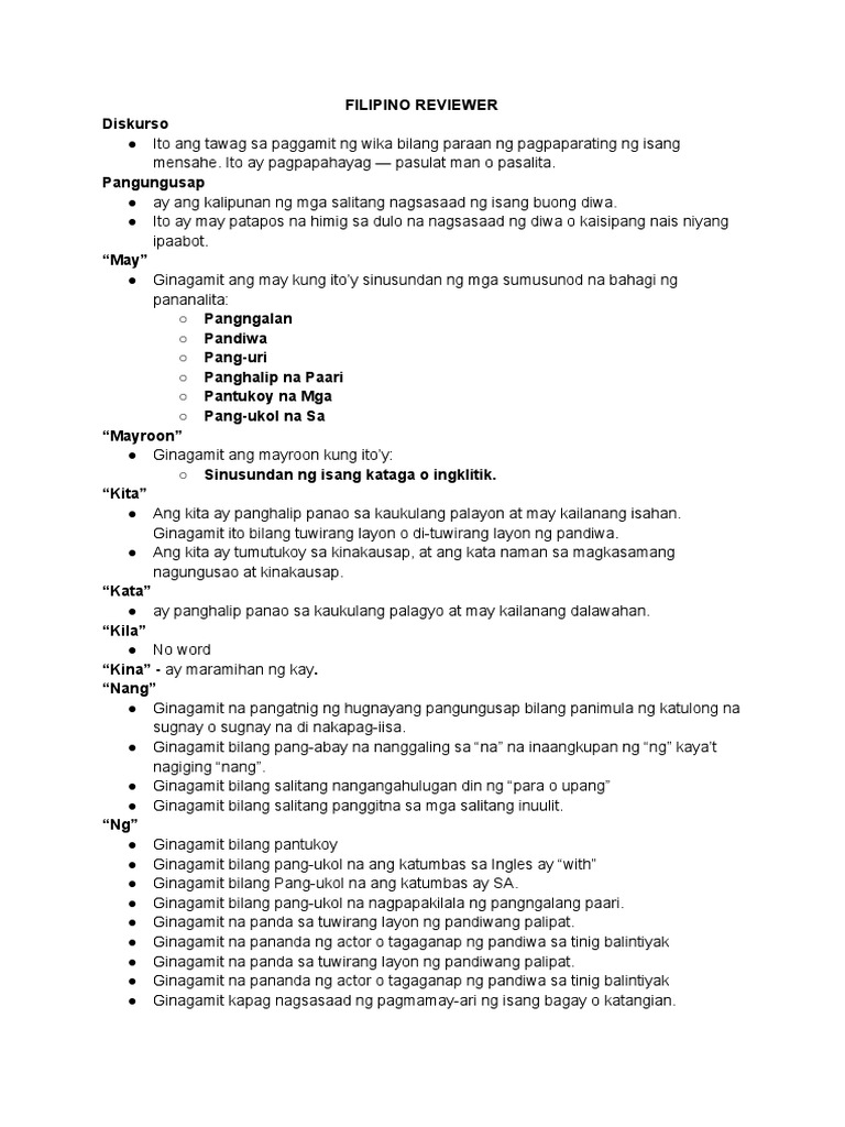 Filipino Reviewer PDF | PDF