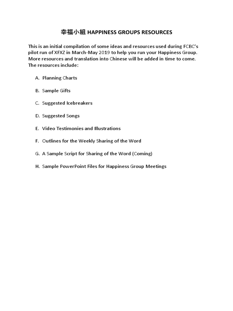 Happiness Group Resources Guide | PDF | Jesus | Salvation