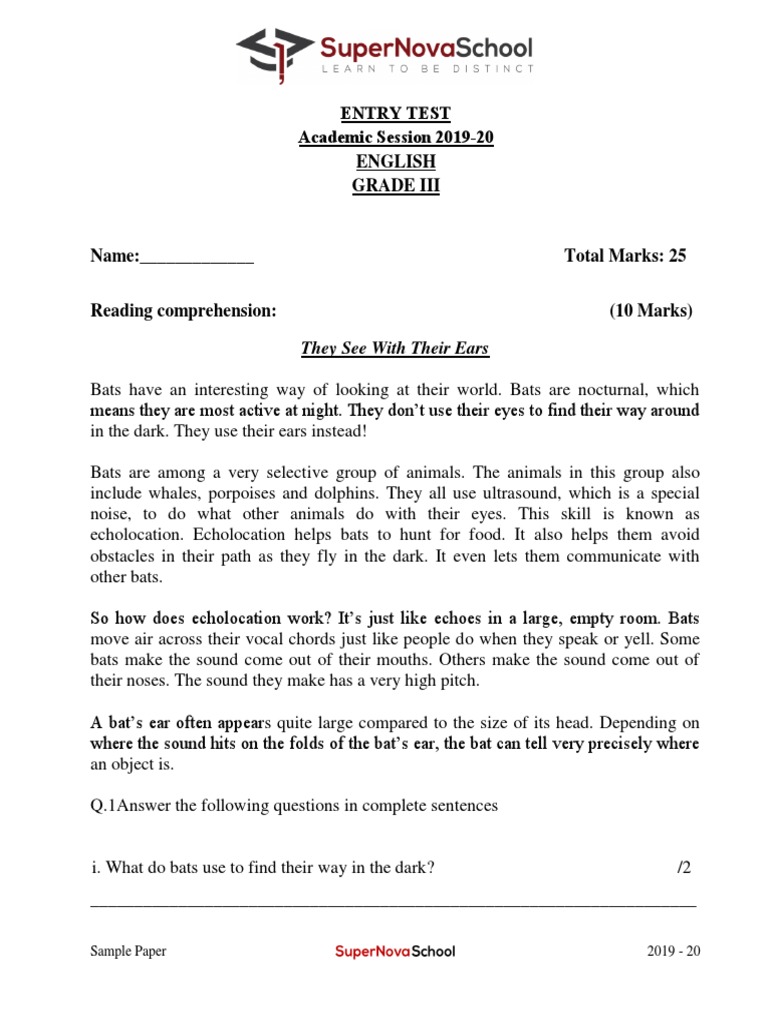 Grade 3 English PDF | PDF | Bat | Zoology