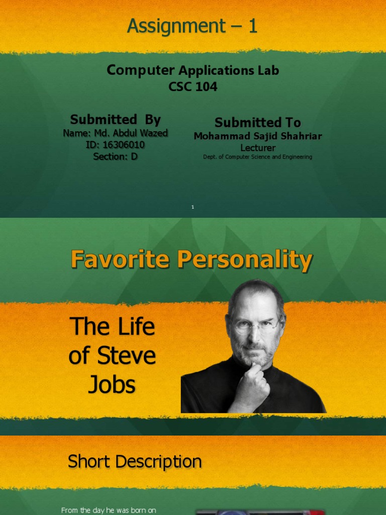 Computer: Assignment - 1 | PDF | Apple Inc. | Steve Jobs