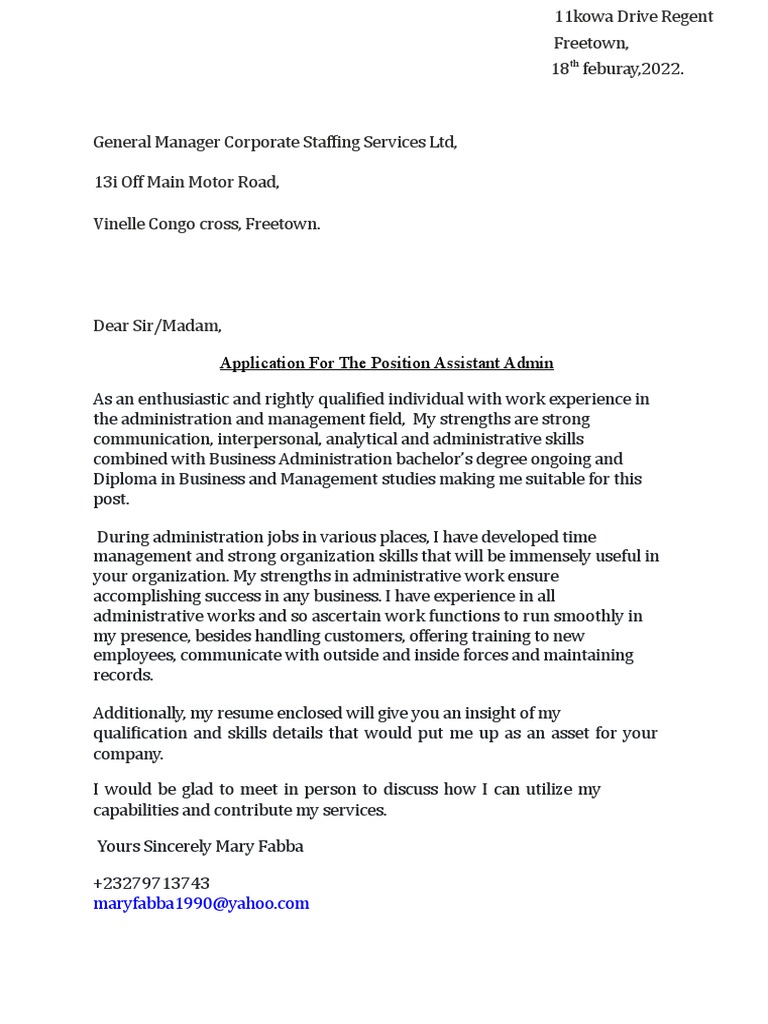 Motivatinal Letter for mary fabba - Copy | PDF