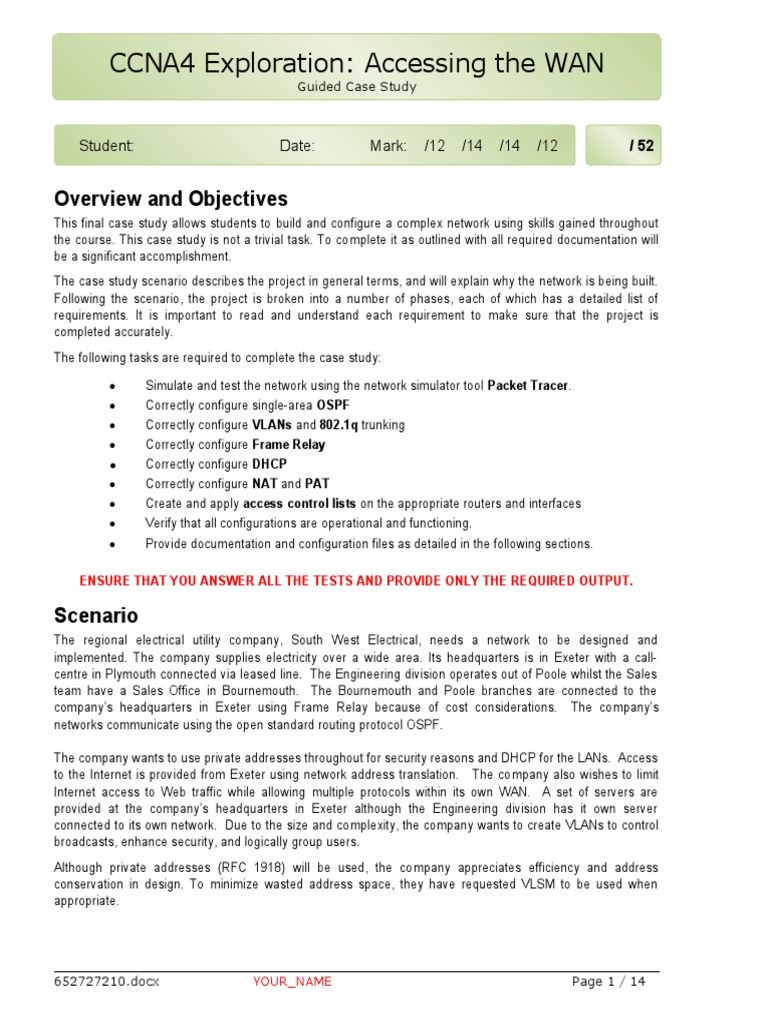 15357158-CCNA4e Case Study | PDF | Ip Address | Router (Computing)