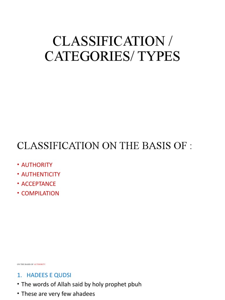 Types and Classification of Hadith | PDF | Hadith | Islamic Fundamentalism