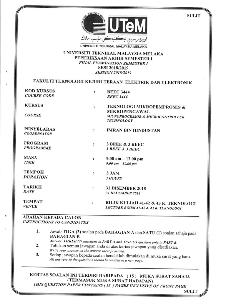 Beec3444011819 Teknologi Mikropemproses & Mikropengawal Microprocessor & Microcontroller ...