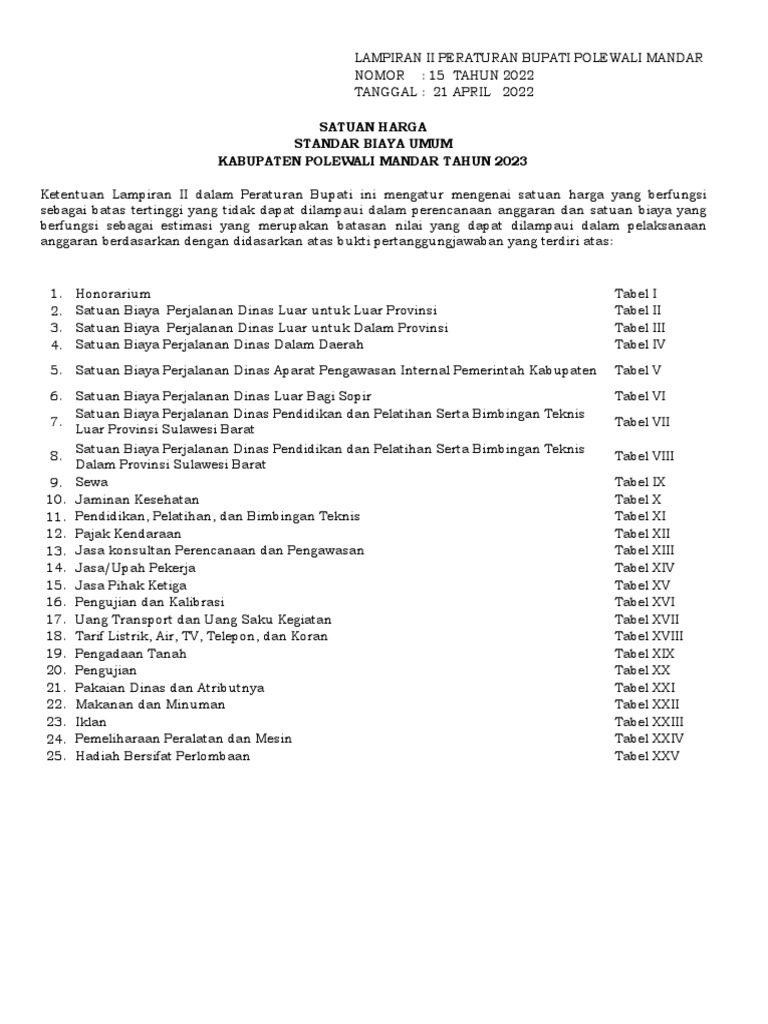 Lampiran II - SBU 2023 | PDF