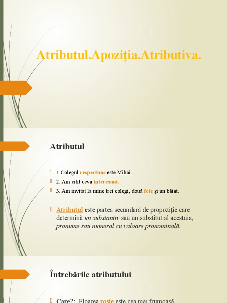 Atributul Și Atributiva | PDF