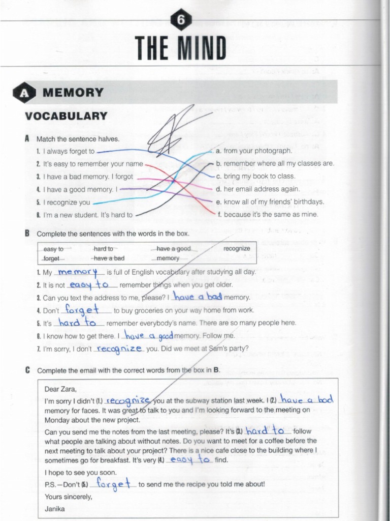Unit 6; The Mind - Lesson 6A ''Vocabulary''-Deryania Solís | PDF