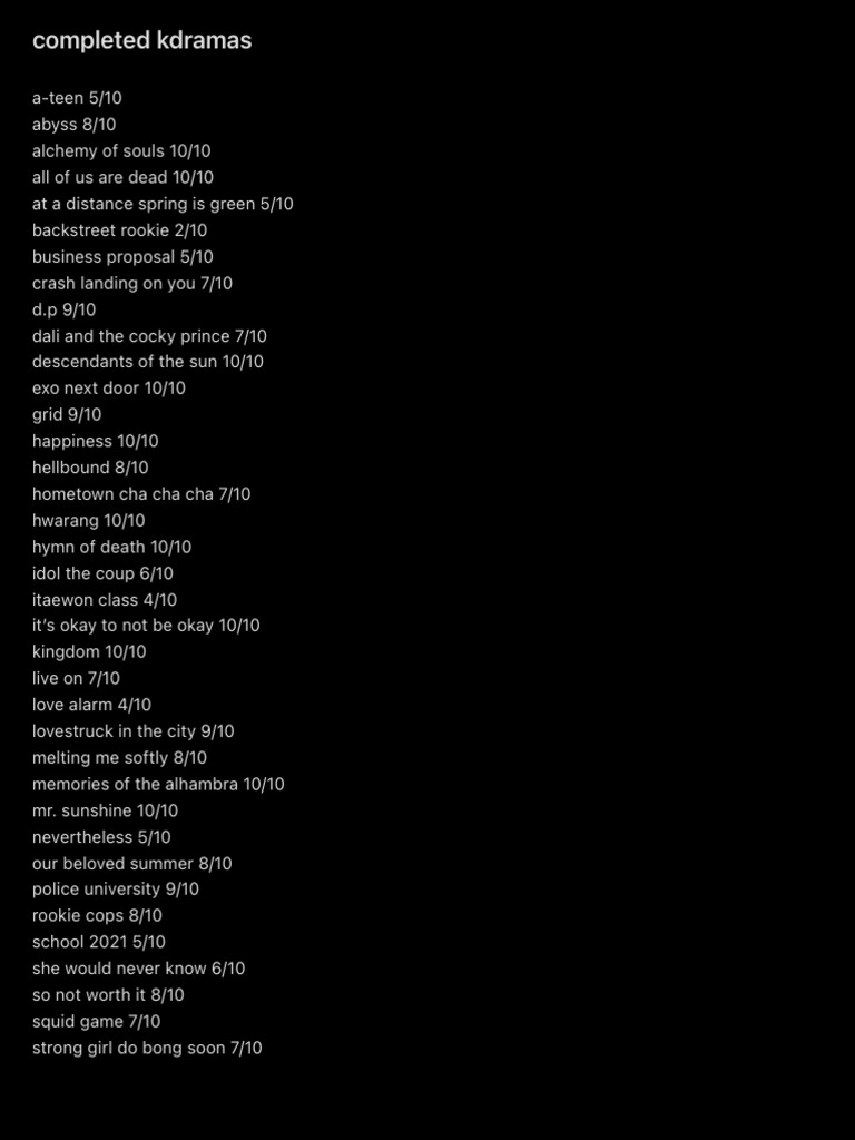 Completed Kdramas PDF | PDF