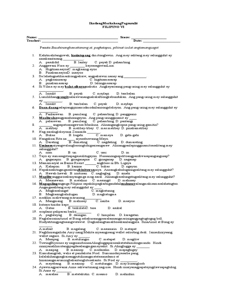 PT - Filipino 6 - Q3 | PDF