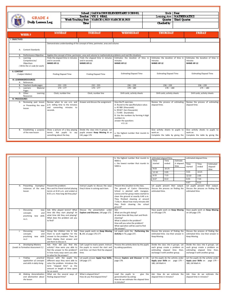 Grade 4 DLL Quarter 3 | PDF | Mathematics | Cognitive Science