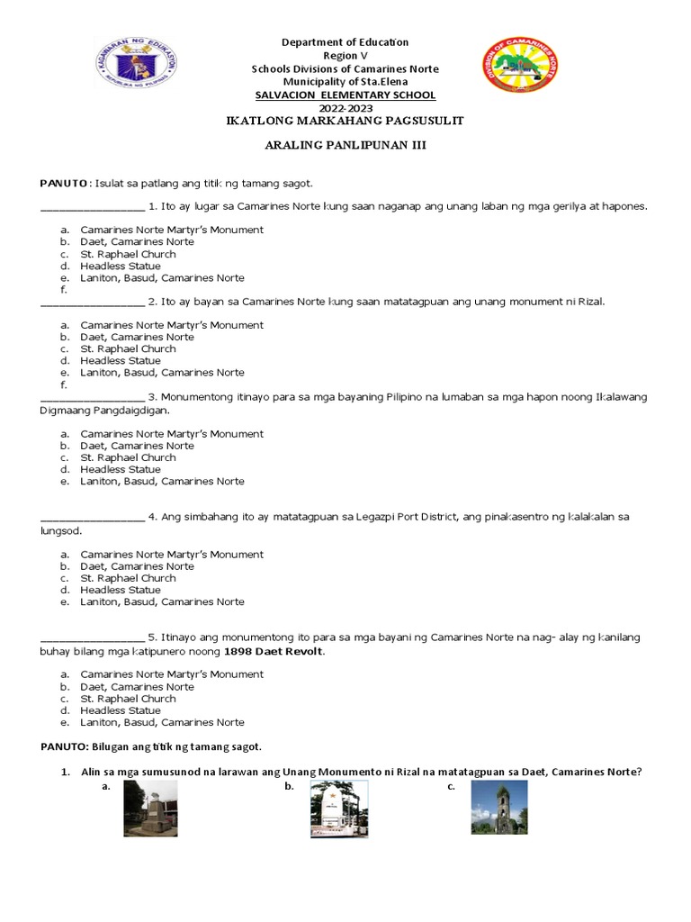 2nd Quarter Test Ap 3 | PDF