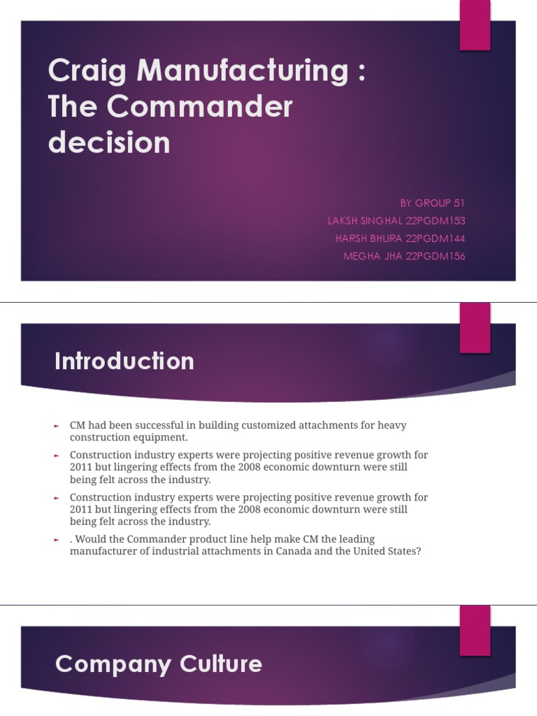 Craig Manufacturing's Commander Strategy | PDF | Prices | Business ...