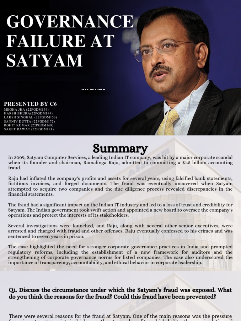 CF-II Govt. Failure at Satyam | PDF | Audit | Internal Control