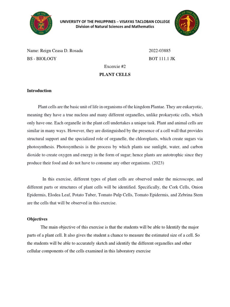 Lab Rep 1 | PDF | Cell (Biology) | Plants