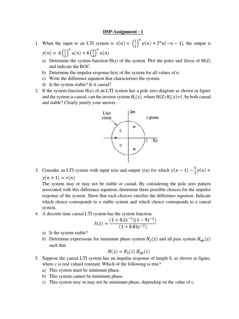 DSP Assignment | PDF | Science & Mathematics