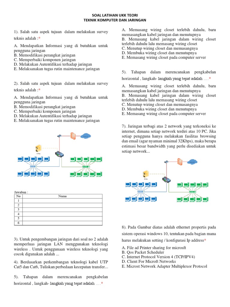 Latihan Soal Teori UKK TKJ | PDF