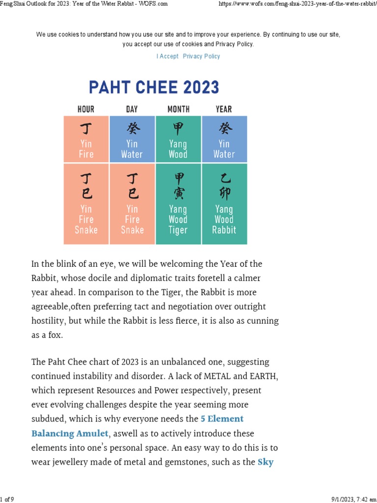 Feng Shui Outlook For 2023 Year of The Water Rabbit | PDF | Luck