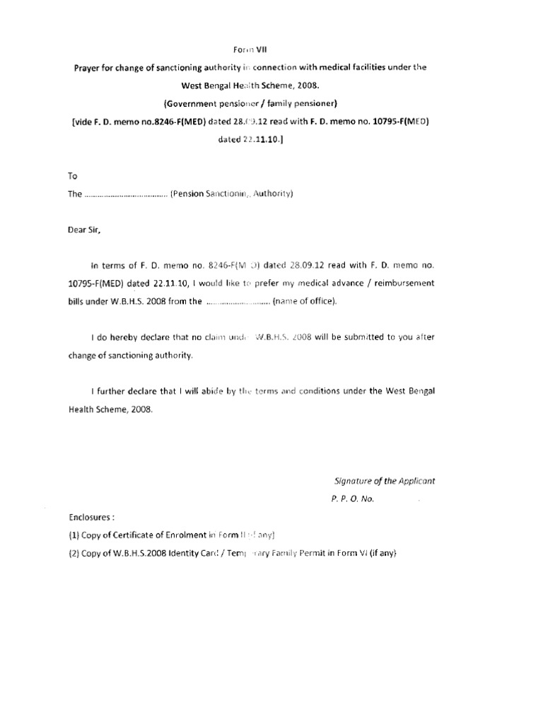 WB Health Scheme Form VII PDF | PDF