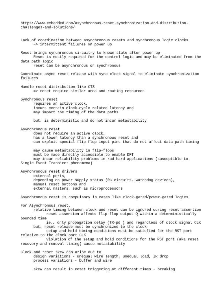 Async Reset Synchronization | PDF Async Reset Synchronization | PDF