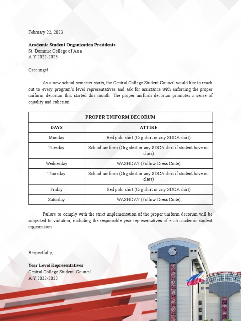 Proper Uniform Implementation Memo - CCSC | PDF