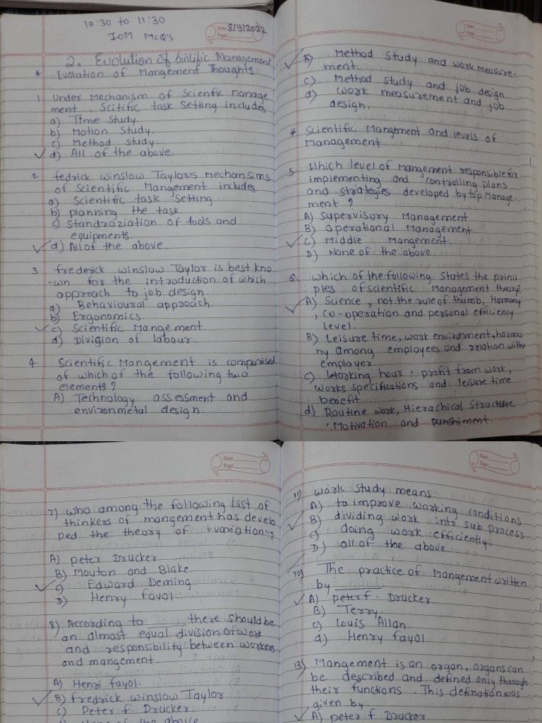 Ch.2 Evolution of Scientific Management MCQ PDF | PDF