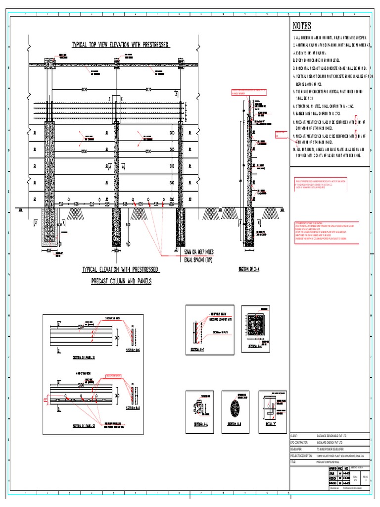 Precast Compound Wall - 14.02.2023 - Commented | PDF | Precast Concrete | Prestressed Concrete