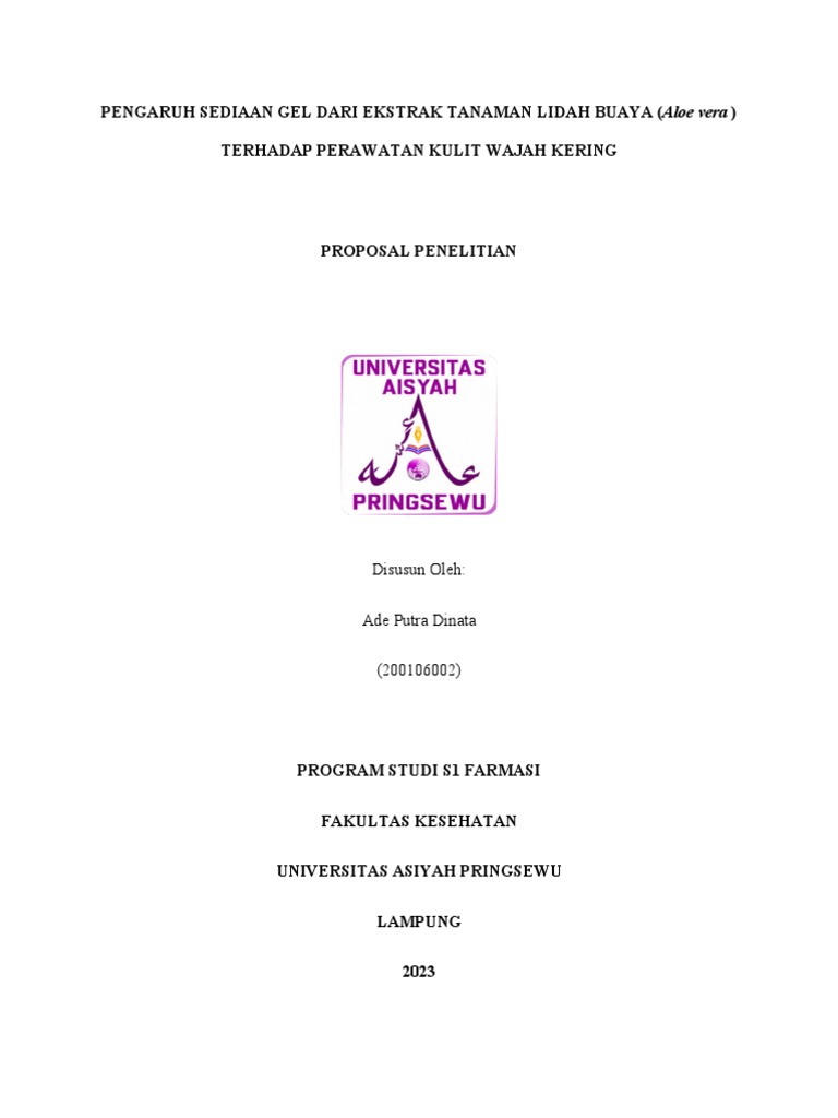 Proposal Ade Putra Dinata (200106002) | PDF