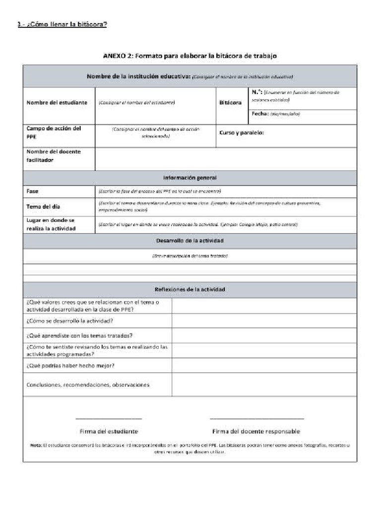 Como Llenar Bitacora | PDF