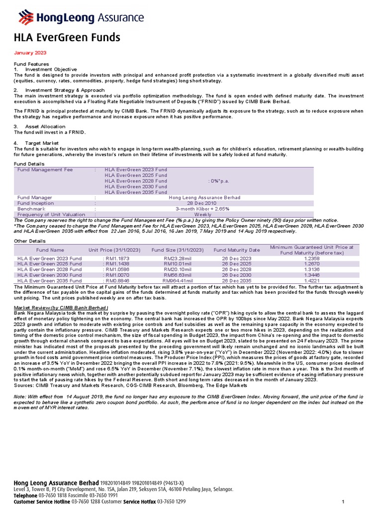 HLA EverGreen Fund Overview 2023 | PDF | Investment Fund | Investing