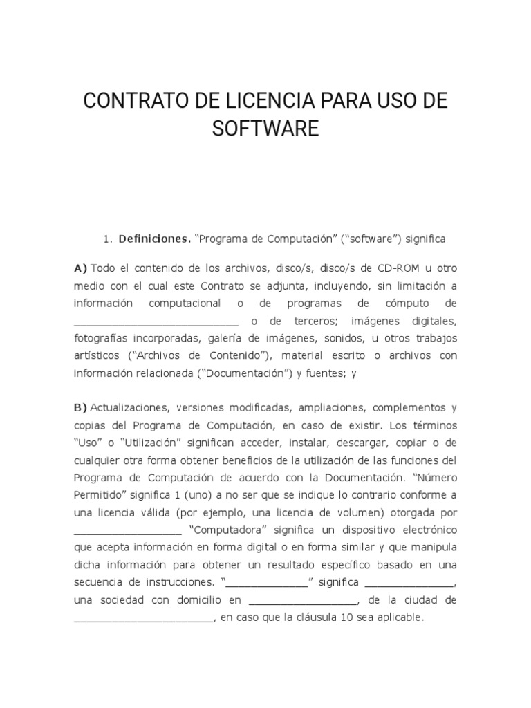 Contrato de Licencia para Uso de Software | PDF | Programa de computadora | Programación