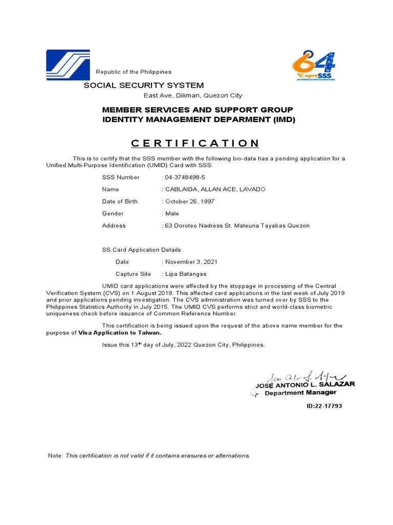 Certificate of Umid | PDF