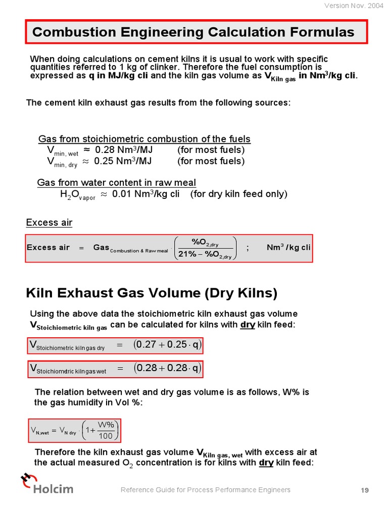 Formulas for Calculating Combustion Gas Volumes, Air Requirements, and Exhaust Gas Flows in ...