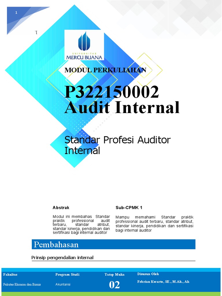 Standar Audit Internal dan Pengendalian | PDF