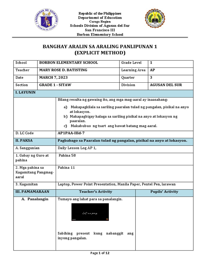 DEtailed Lesson Plan in AP 1 (Q3 W4) | PDF