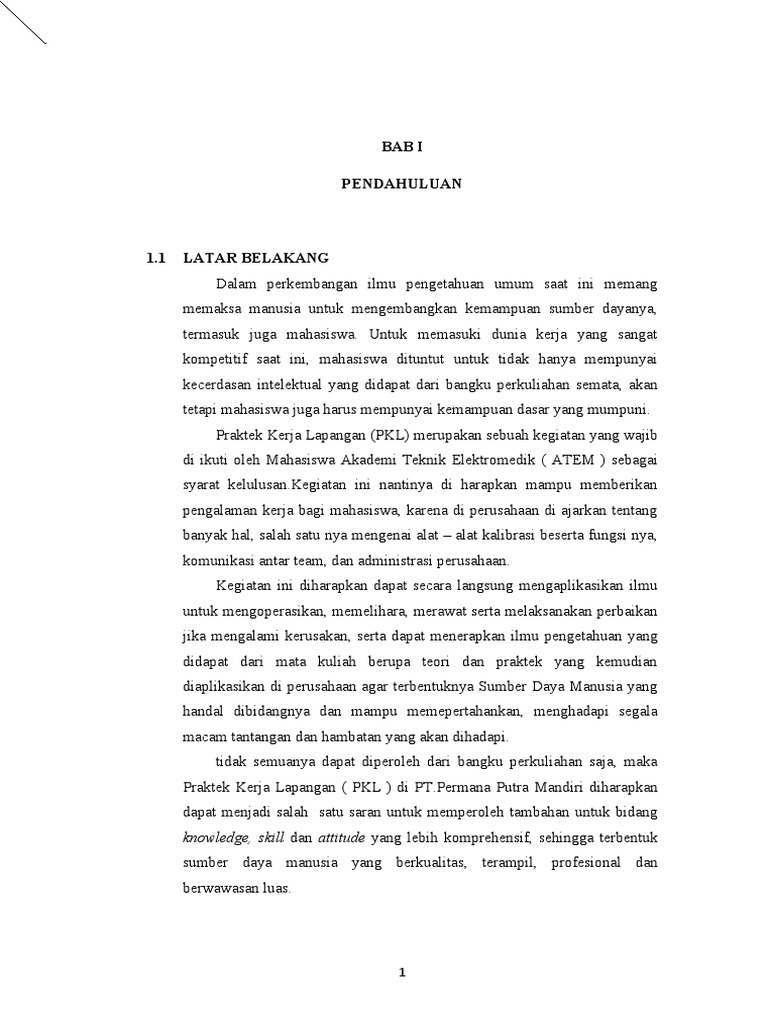 Laporan PKL 1 | PDF