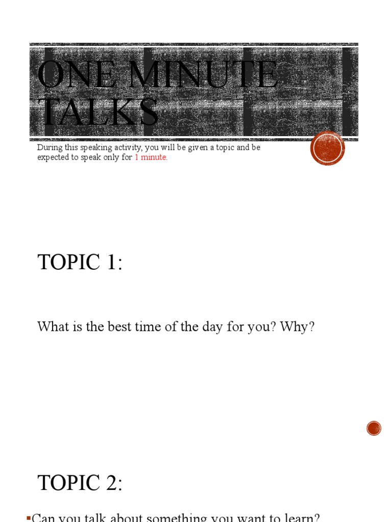 One Minute Talks | PDF