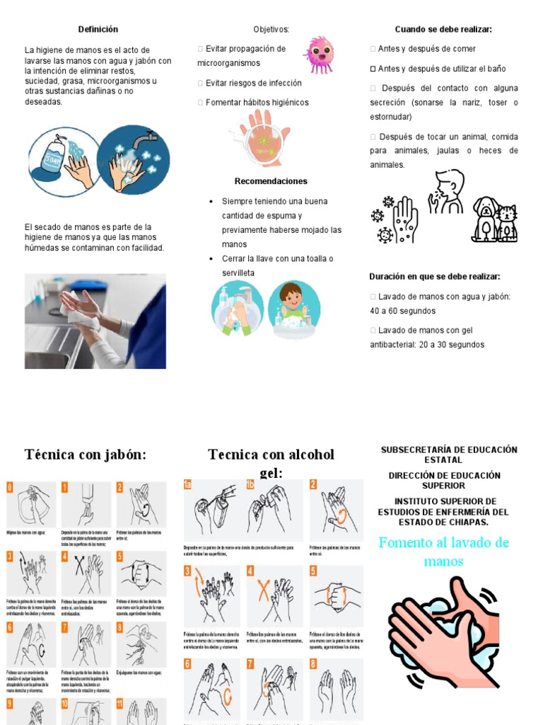 Triptico LAVADO DE MANOS | PDF | Lavado de manos | Medicina