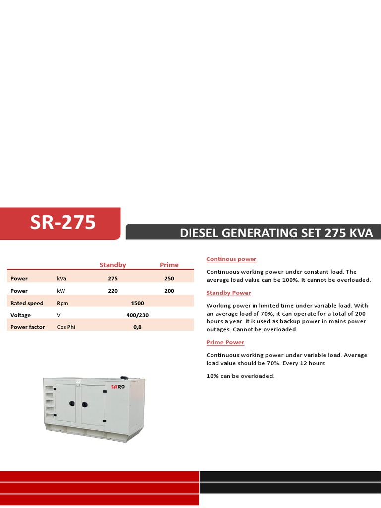 Diesel Generating Set 275 Kva Standby Prime Pdf