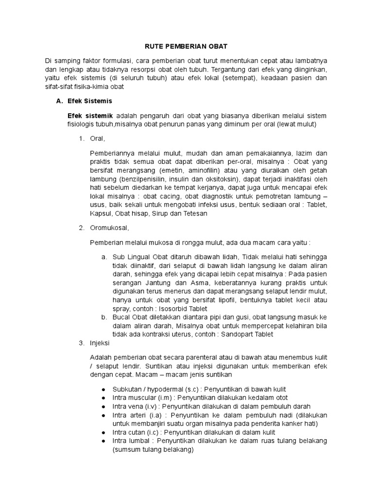 Pertemuan 4 Rute Pemberian Obat Pdf