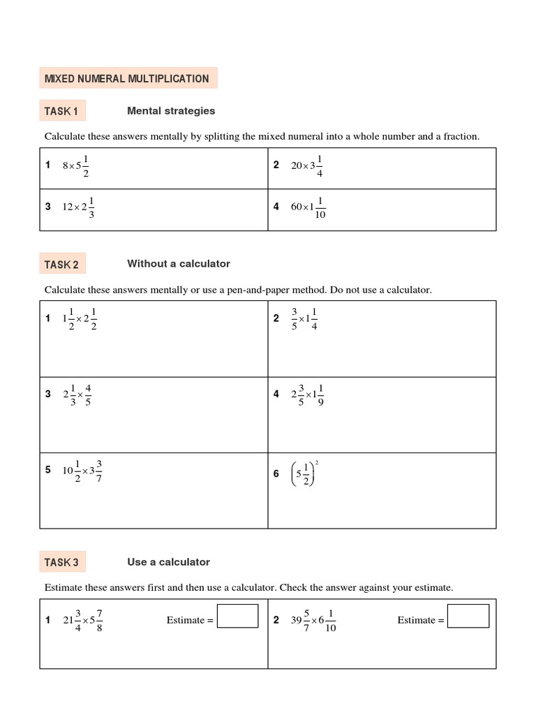 Mixed Numeral Multiplication | PDF