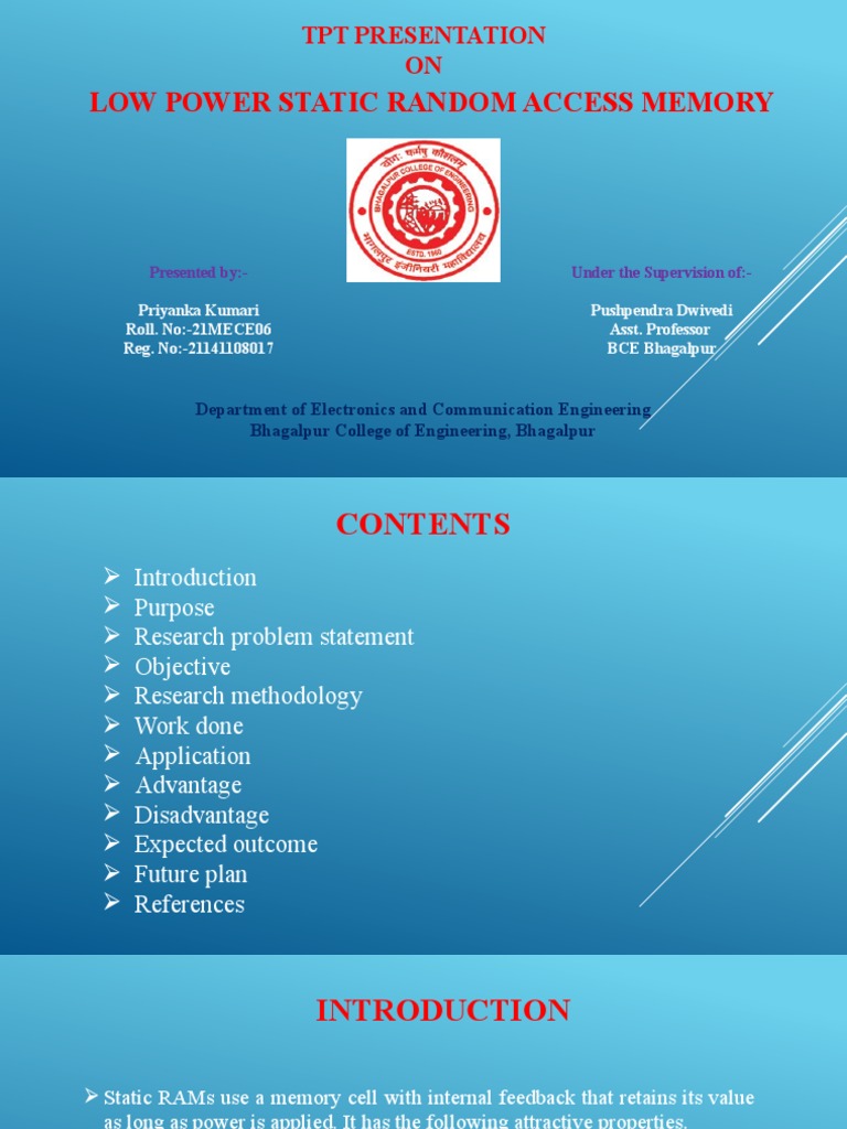 PRIYANKA KUMARI (Low Power SRAM) | PDF | Cmos | Computer Memory