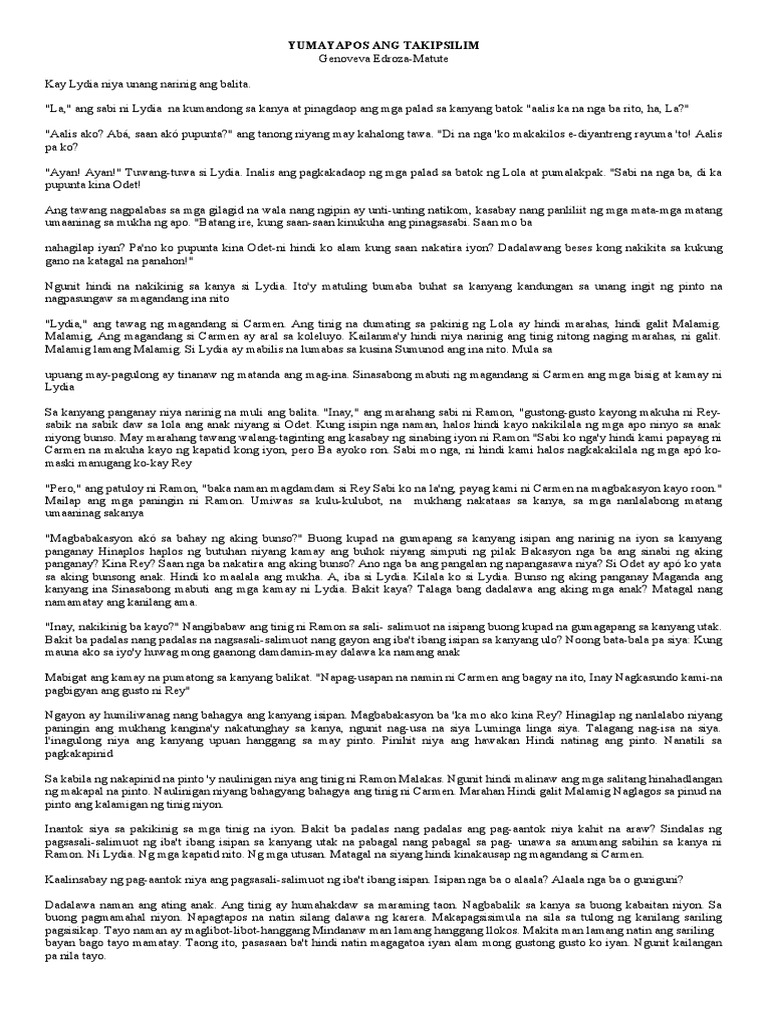 Yumayapos Ang Takipsilim | PDF