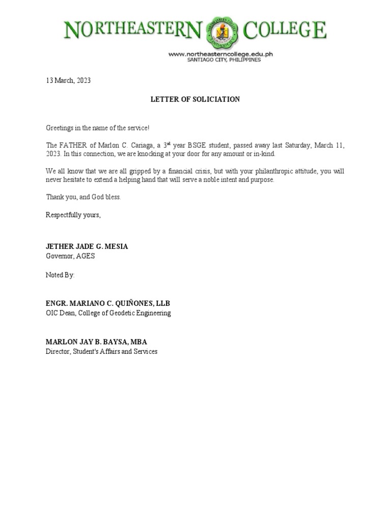 Solicitation Letter | PDF
