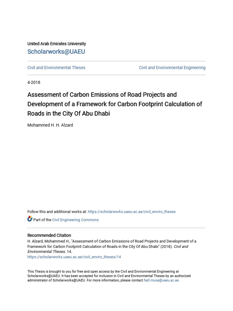 Assessment of Carbon Emissions of Road Projects and Development o | PDF ...