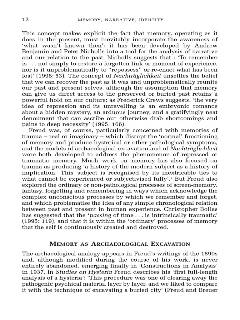 King. Memory in Theory (12-16) | PDF | Sigmund Freud | Unconscious Mind