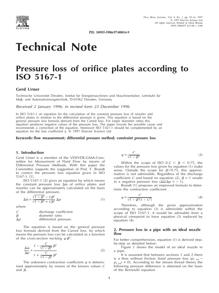 Pressure Loss in Orifice Plates ISO 5167 | PDF | Fluid Dynamics | Soft ...