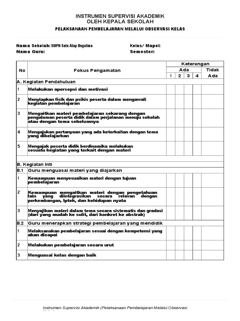 Form Supervisi Klinis | PDF