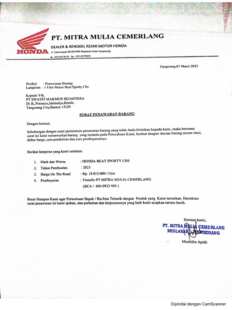 Penawaran Motor Honda Beat | PDF